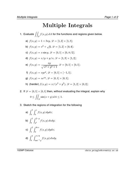 exercises 7 multiple integrals pdf