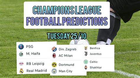CHAMPIONS LEAGUE FOOTBALL PREDICTIONS TODAY TUESDAY 25 10 FIXED
