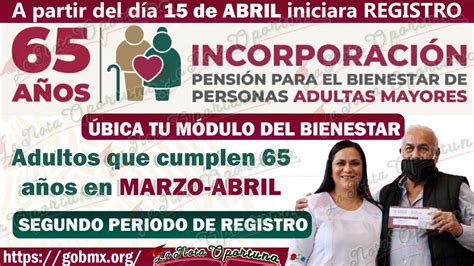Atención Adultos CALENDARIO DE REGITRO Pensión Bienestar Adultos