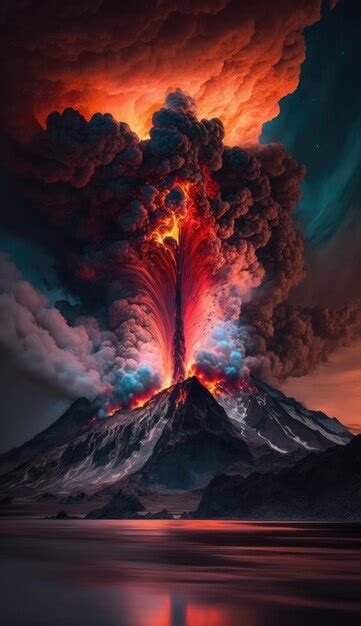 Premium Ai Image Erupting Volcano
