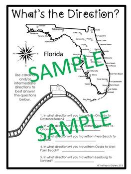 Less Mess Compass Rose Cardinal Intermediate Directions TpT