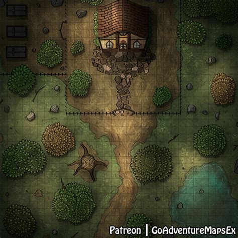 OC Art Hut In Forest Battle Map 32x32 R DnD