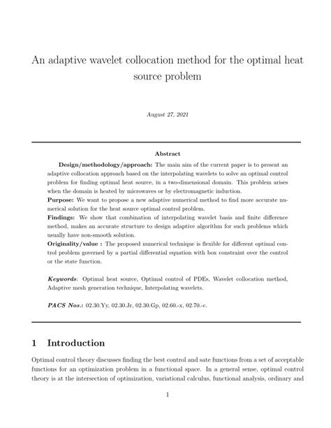 pdf an adaptive wavelet collocation method for the optimal heat source problem