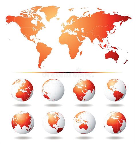 World Map And Globe Detail Vector Illustration Stock Vector