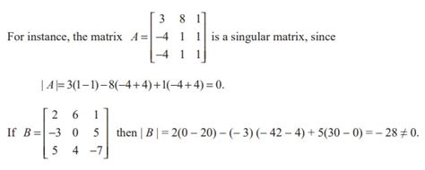 determinants singular and non singular matrices definition solved example problems