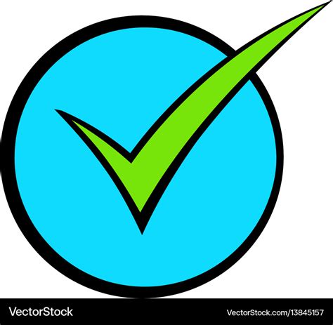 Green Tick Check Mark Icon Cartoon Royalty Free Vector Image