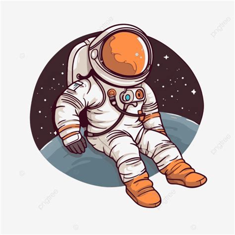 Astronauta Clipart Desenho Animado Astronauta Sentado No Espaço Vetor