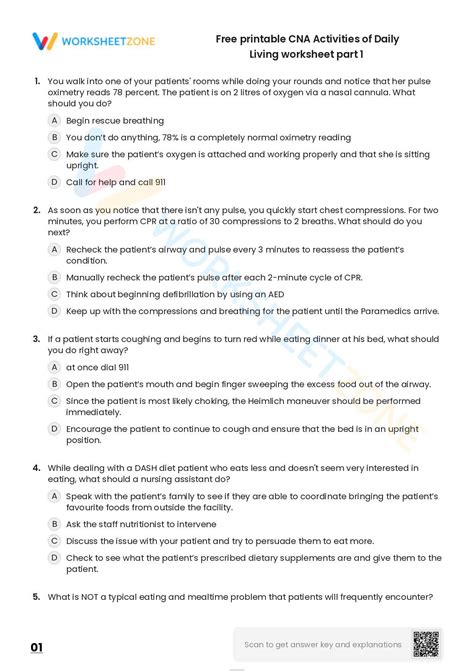 Free Printable CNA Practice Test Part Worksheet 47 OFF