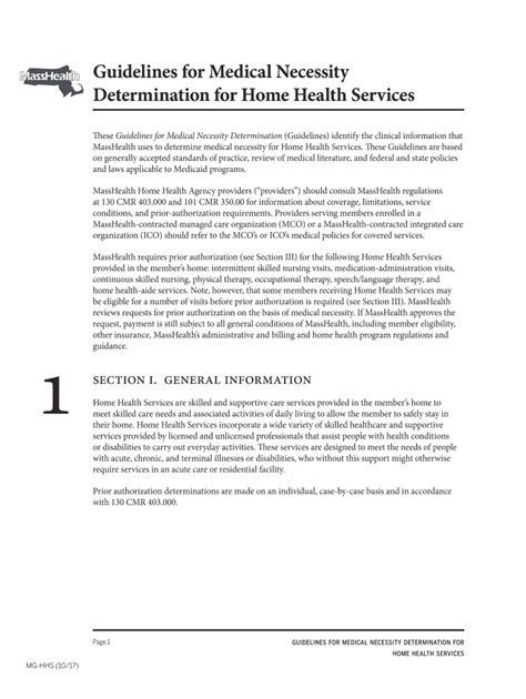 Fillable Online Guidelines For Medical Necessity Determination For Home