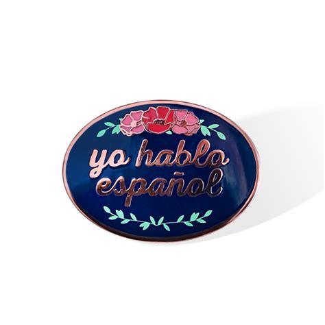 Yo hablo español I speak Spanish Enamel Pin Vintage Flower Pin