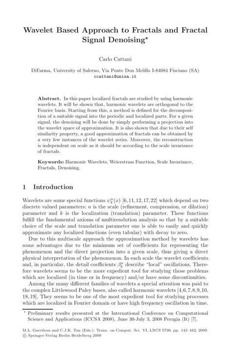 pdf wavelet based approach to fractals and fractal signal denoising