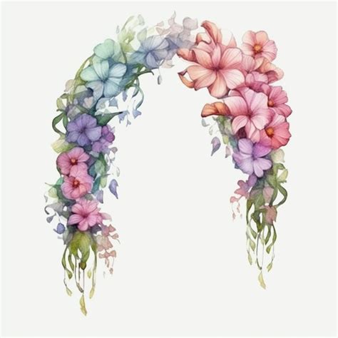 Há uma pintura em aquarela de um arco de flores flores generativas