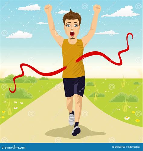 Runner Crossing Finish Ribbon Icon Isolated Vector Sign Symbol Runner