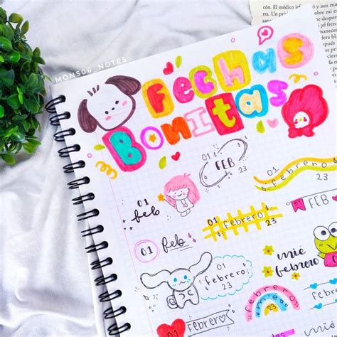 Fechas Bonitas Aesthetic Marcos Del Cuaderno De Notas Titulos
