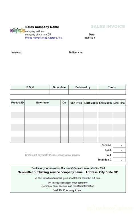Invoice Template For Openoffice Free