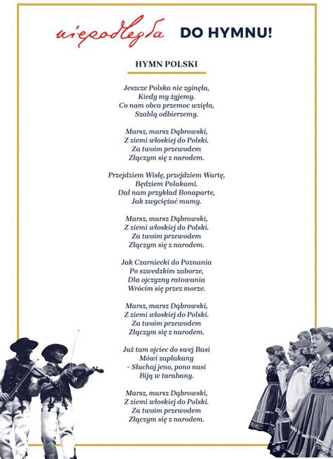 Hymn Polski Text Jeszcze polska nie zginęła kiedy my żyjemy