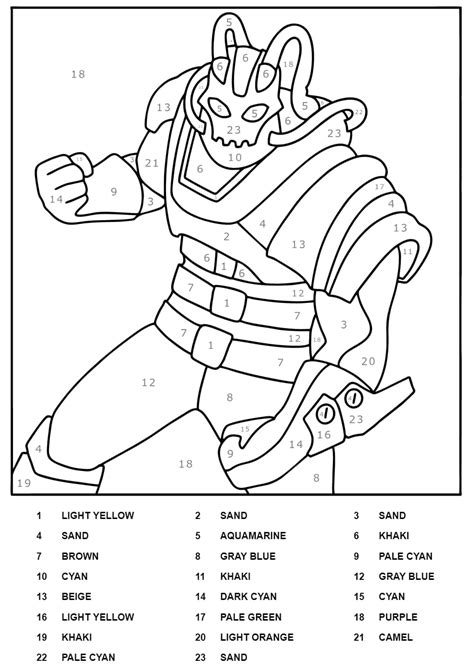 Kit Fortnite Color By Number Coloring Page Free Printable Coloring