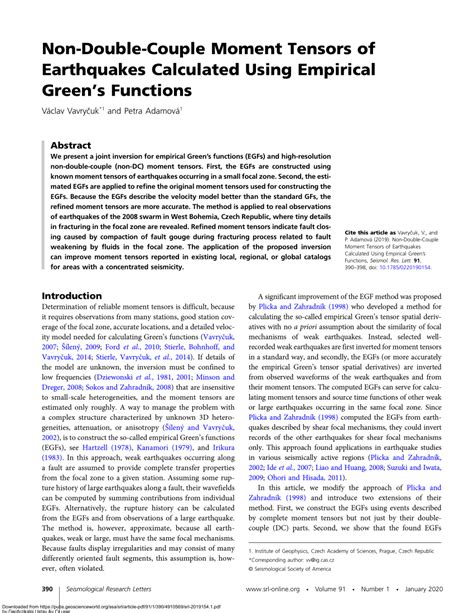 pdf non‐double‐couple moment tensors of earthquakes calculated using empirical green s functions