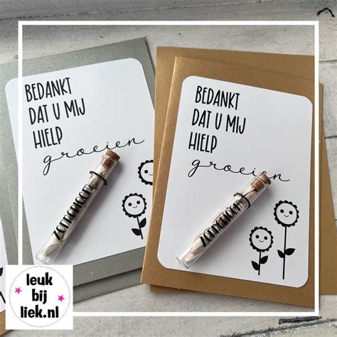 Kaart Bedankt Dat U Mij Hielp Groeien Eenvoudige Cadeautjes