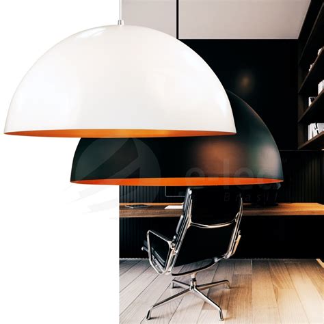 Lustre Pendente Meia Lua Onix Cobre Alumínio 40cm Orby Frete grátis