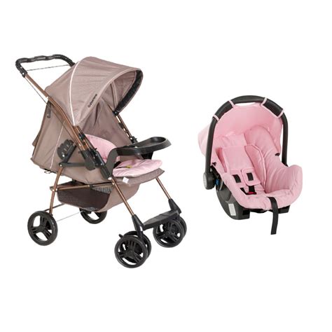 Carrinho Para Bebê Rev II Milano Capuccino Rosa 4 Rodas Bebe