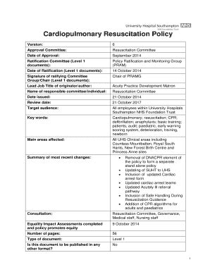 Fillable Online Cardiopulmonary Resuscitation Policy Fax Email Print