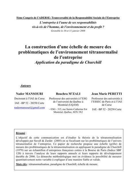 PDF La construction dune échelle de mesure des dinstruments