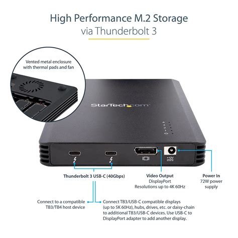 StarTech Boîtier SSD M 2 NVMe Thunderbolt 3 à 4 Baies Boîtier