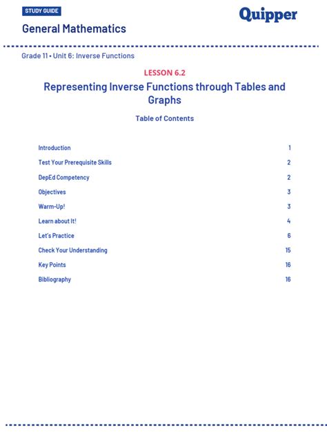 representing inverse functions through tables and graphs pdf function mathematics