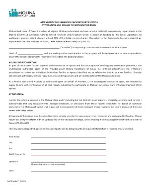 Fillable Online Attendant Care Enhanced Payment Participation