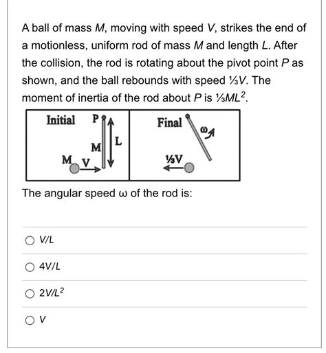 SOLVED Ball Of Mass M Moving With Speed V Strikes The End Of A