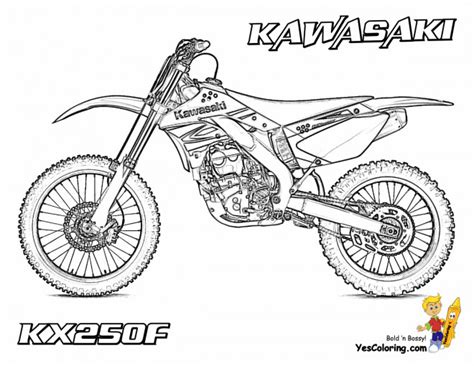 Coloriage Motocross Kawasaki KX250F dessin gratuit à imprimer