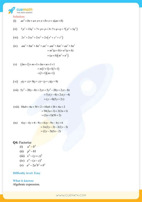 Ncert Solutions Class Maths Chapter Factorization Access Pdf