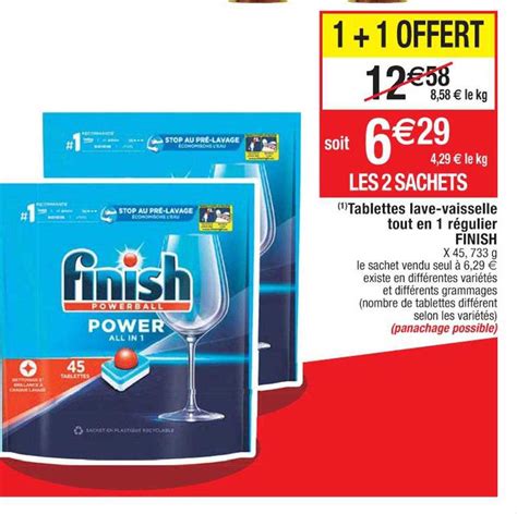 Promo Tablettes Lave vaisselle Tout En 1 Régulier Finish chez Cora