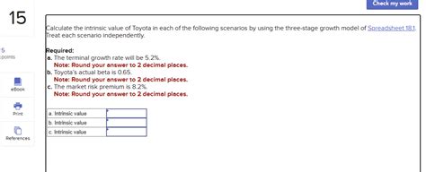 Calculate The Intrinsic Value Of Toyota In Each Of Chegg