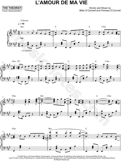 The Theorist L AMOUR DE MA VIE Sheet Music Piano Solo In F Minor