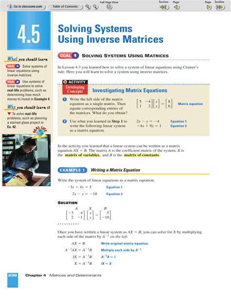 solving matrices using inverse