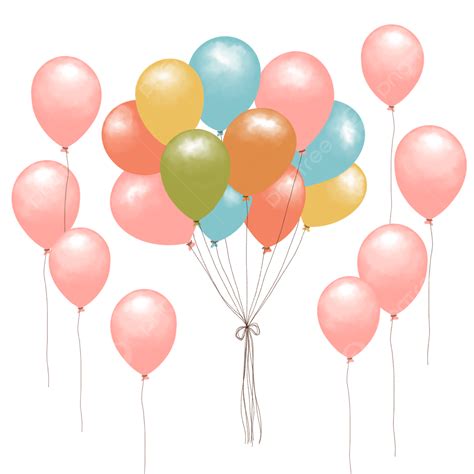 Birthday Balloon White Transparent Colorful Birthday Balloons