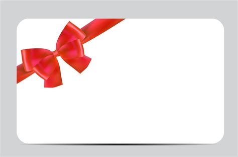 Blank Gift Card Template With Red Bow And Ribbon Vector Illustration