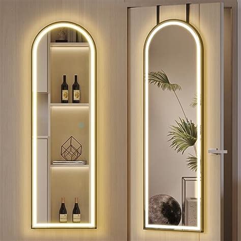 LVSOMT Miroir mural Miroir arqué sur toute la longueur avec lumières