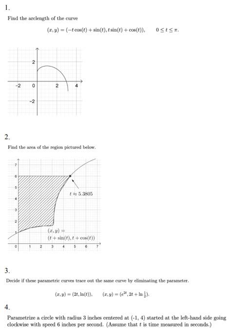 solved 1 find the arclength of the curve r y t cos t