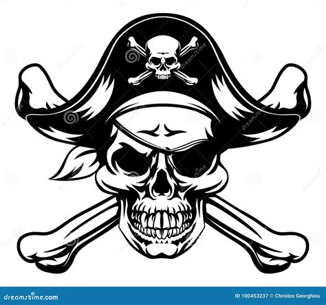 Pirate Skull With Anchor Rope And Crossed Swords Isolated Vector