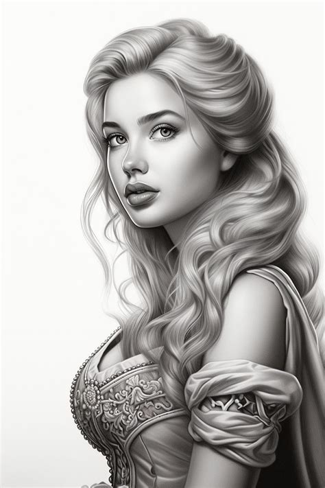 42 Real Life Fairytale Princess Coloring Book For Her Grayscale