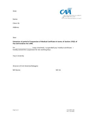Fillable Online Extension Of Suspension Of Certificate Form 24067 405
