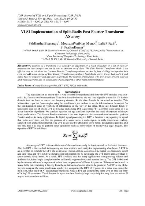 pdf vlsi implementation of split radix fast fourier transform asurvey iosr journals