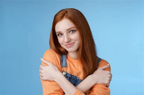 Free Photo Romantic Sensitive Flirty Young Redhead Girlfriend Feel Warmth Embraces Hugging