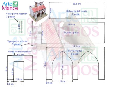 Casas en Cartón Para Pesebres Belenes Modelo F6 Arte en Tus Manos