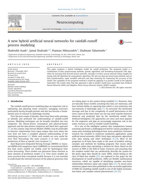 pdf a new hybrid artificial neural networks for rainfall runoff process modeling