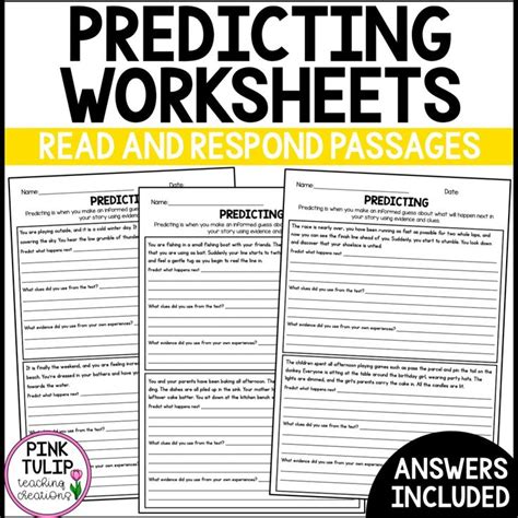 Predicting Worksheets 12 Reading Passages