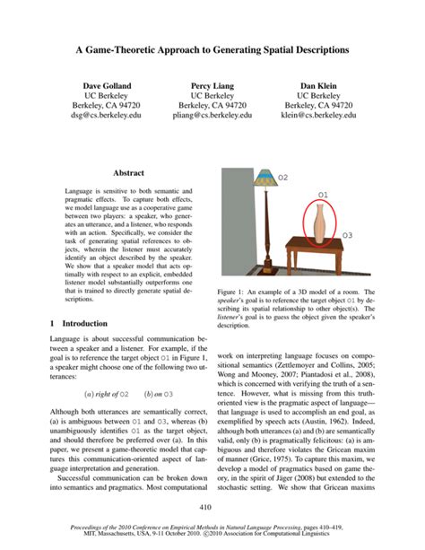 a game theoretic approach to generating spatial descriptions